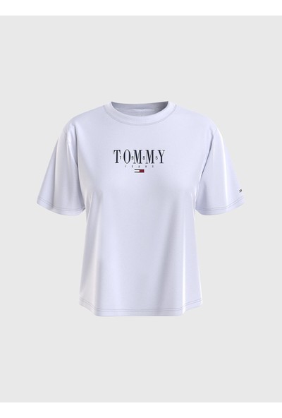 Tommy Jeans DW0DW12834YBR Yuvarlak Yaka Regular Fit Beyaz Kadın T-Shirt Tommy Jeans DW0DW12834YBR Yuvarlak Yaka Regular Fit Beyaz Kadın T-Shirt