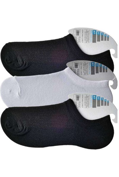 Royaleks Siyah ve Beyaz Erkek Görünmez Çorap 3 Çift