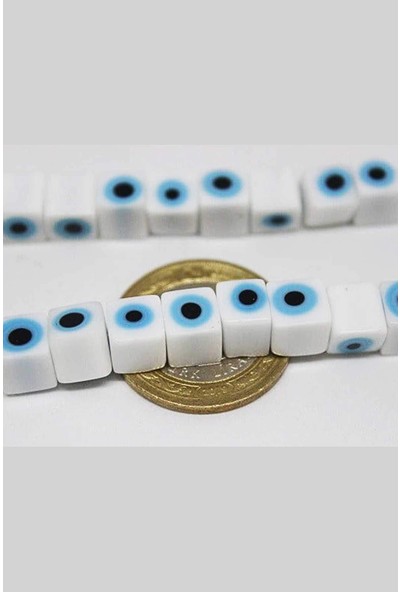 Yaşam Tohumu Cam Boncuk 8mm*7mm/10 Adet (11345-1)