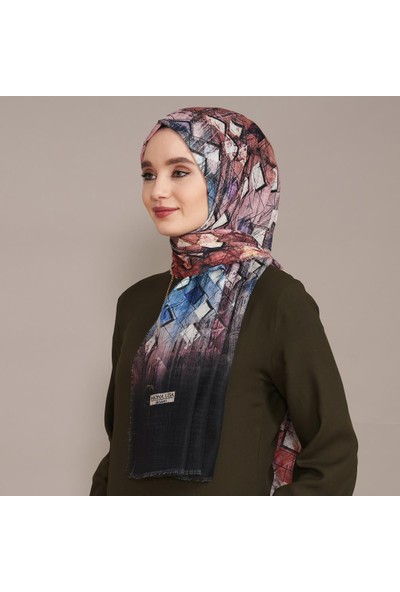 Monalisa Flamlı Digital Dg-Ks 0981 01 Siyah-Mavi Şal