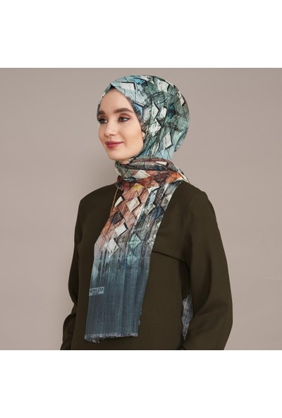 Monalisa Flamlı Digital Dg-Ks 0981 08 Petrol Şal