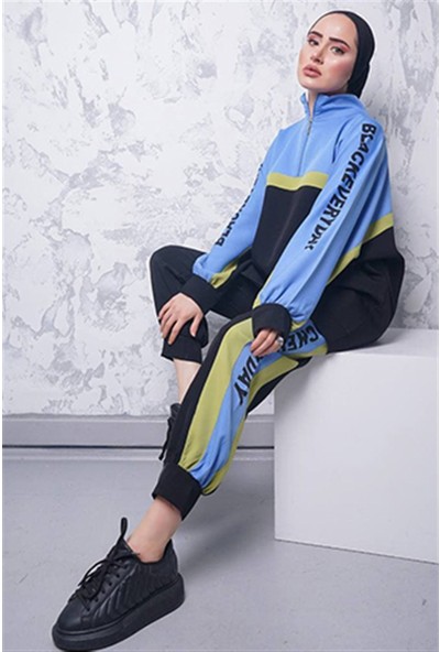 Kadın Mavi Tesettür Eşofman Takımı - MW-5035MW