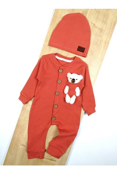Arya Kids Fitilli Kumaş Ayıcıklı Tulum Kiremit