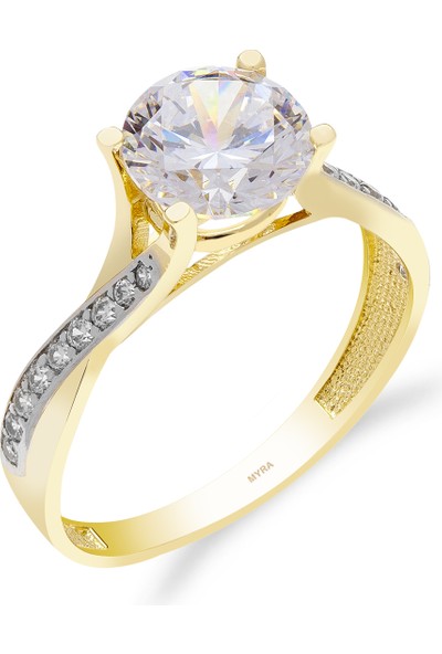 Myra Gold Yarım Tur Taşlı Tektaş Altın Yüzük Myra Gold Yarım Tur Taşlı Tektaş Altın Yüzük