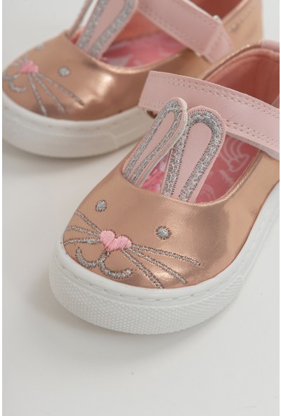 Minipicco Kız Cocuk Pudra Ortopedik Destekli Tavşanlı Babet