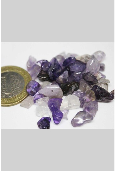 Yaşam Tohumu Delikli Ametist Taşı Mini Boy 50 Adet