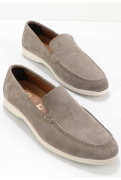Bambi Gri Süet Leather Erkek Loafer Ayakkabı E017338001