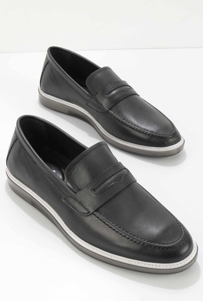 Bambi Siyah Leather Erkek Loafer Ayakkabı E017283816