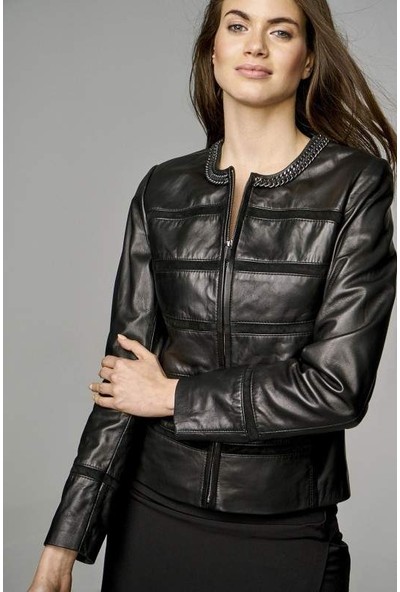 Derimod Celine Kadın Deri Ceket - Siyah