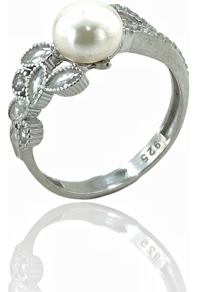 MaGümüş Yeni Markiz Zirkon Inci 925 Gümüş Yüzük