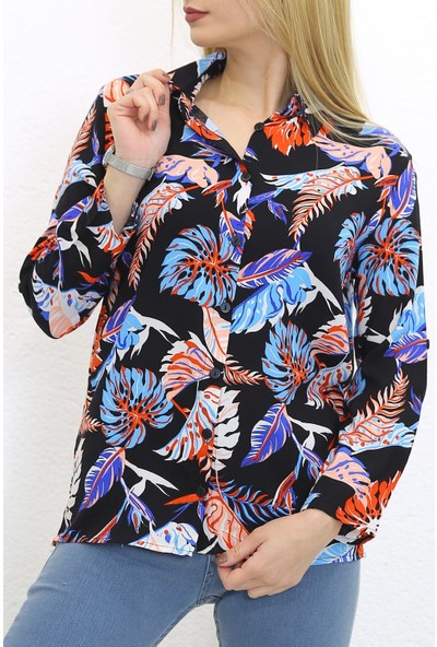 Yusra Kolu Katlamalı Gömlek Desenlisiyah - 8577.128.