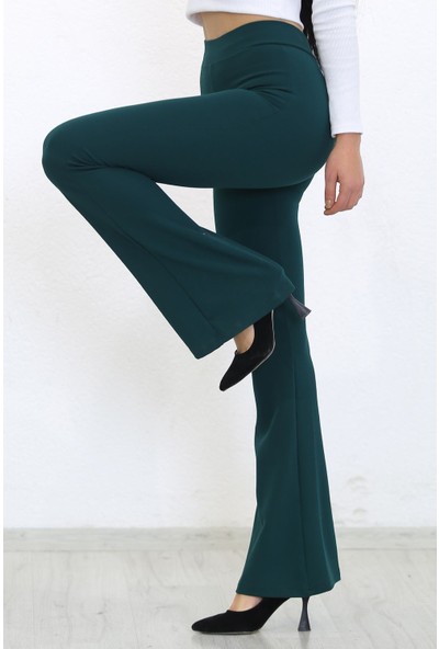 Yusra Ispanyol Paça Beli Lastikli Pantolon Yeşil - 7181.0071.