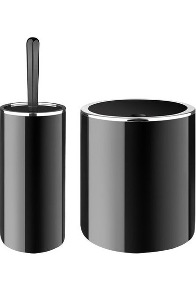 Sas Banyo Çöp Kovası Wc Tuvalet Fırçası 5 Litre Parlak Siyah