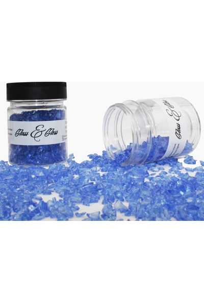 Glass & Gloss Epoksi Reçine Için Renkli Cam Kırıkları Mavi Renk 100 gr 4 - 8 mm