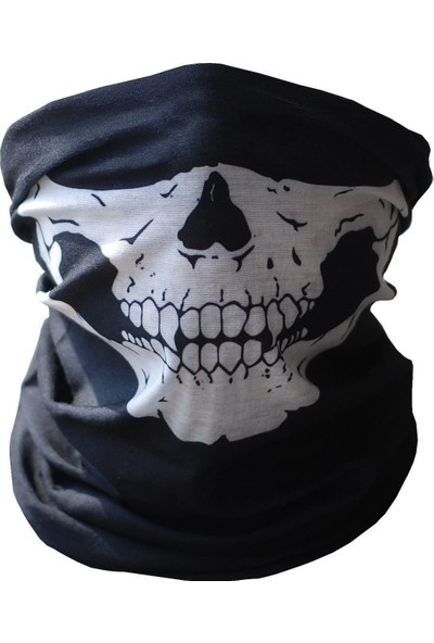 Samur Amazeus Siyah Renk Dikişsiz Çok Fonksiyonlu Çene Kafatası Yüz Maskesi Baf Buff Bandana Boyunluk Bileklik