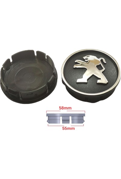 Kapak Dünyası Peugeot Jant Göbeği 58-55MM Black-Silver 4'lü Takım Kapak Dünyası Peugeot Jant Göbeği 58-55MM Black-Silver 4'lü Takım