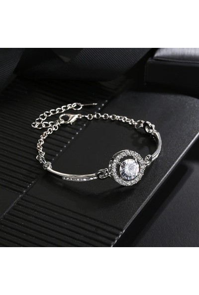 Haziran Zirkon Taşlı Kelepçe Bileklik Gümüş