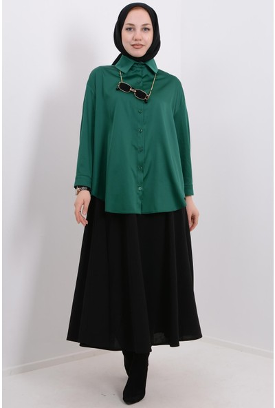 Koçin Butik Beli Lastikli Kiloş Etek -Siyah