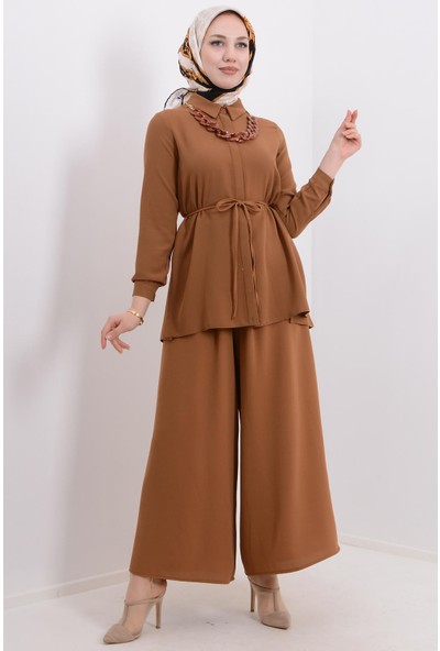 Koçin Butik Seyyar Bağcıklı Kolyeli Ikili Takım -Taba