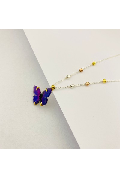 925 Ayar Gümüş Kelebek Kolye Dorika Taş Detaylı 925 Ayar Gümüş Kelebek Kolye Dorika Taş Detaylı