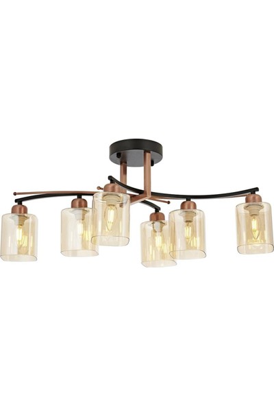 Avonnı AR-60356-6BSY Siyah Boyalı Klasik Avize E14 Metal Cam 32CM