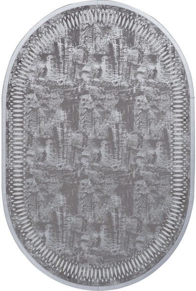 Naar Sacrementum Gri Oval Deri Halı 120X180 ~ 2.16 M2