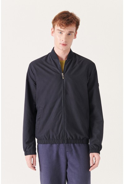Avva Erkek Lacivert Bomber Yaka Cepli Düz Mont E006100 Avva Erkek Lacivert Bomber Yaka Cepli Düz Mont E006100