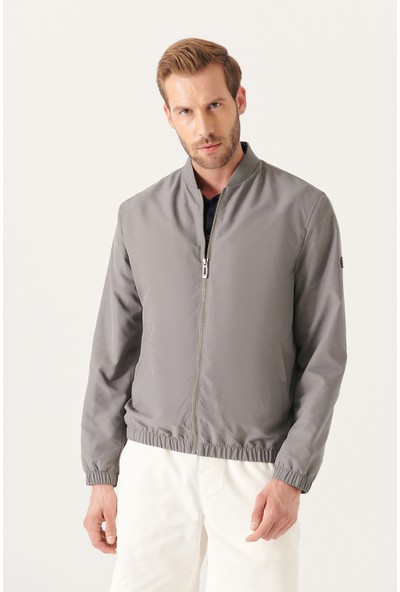 Avva Erkek Gri Bomber Yaka Cepli Düz Mont E006100