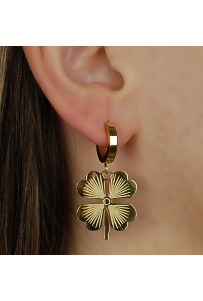 Saysar Çelik Yonca Küpe Gold