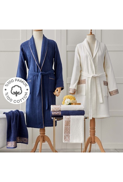 Karaca Home Salvatore Offwhite Lacivert %100 Pamuk Jakarlı Aile Banyo Seti Karaca Home Salvatore Offwhite Lacivert %100 Pamuk Jakarlı Aile Banyo Seti