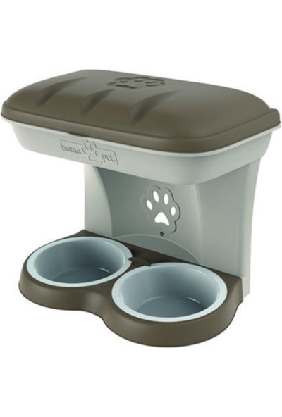 Bama Köpek Su ve Mama Kabı Duvara Asılabilen Kapaklı Hazneli Kahve Bama Köpek Su ve Mama Kabı Duvara Asılabilen Kapaklı Hazneli Kahve