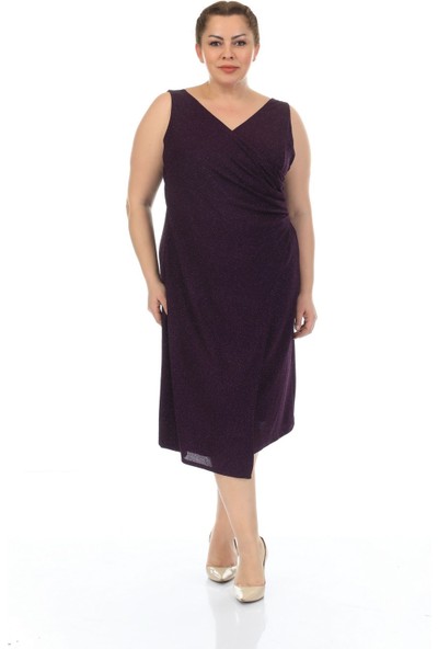 Lilas Xxl Büyük Beden Mürdüm Renkli Kolsuz Likralı Simli Abiye Elbise Lilas Xxl Büyük Beden Mürdüm Renkli Kolsuz Likralı Simli Abiye Elbise