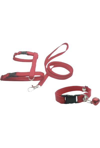 Albayrak Pet Kedi Göğüs Tasması, Sevk Kayışı Gezdirme ve Boyun Tasması 3lü Set