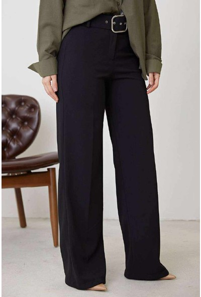 Kadın Pantolon Kemerli Bol Paça Tesettür Siyah 4561 Kadın Pantolon Kemerli Bol Paça Tesettür Siyah 4561