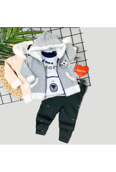Babydos Hırkalı Içi Tüylü, Panda Aksesuarlı Badili Polar Takım 3 Parça Babydos Hırkalı Içi Tüylü, Panda Aksesuarlı Badili Polar Takım 3 Parça