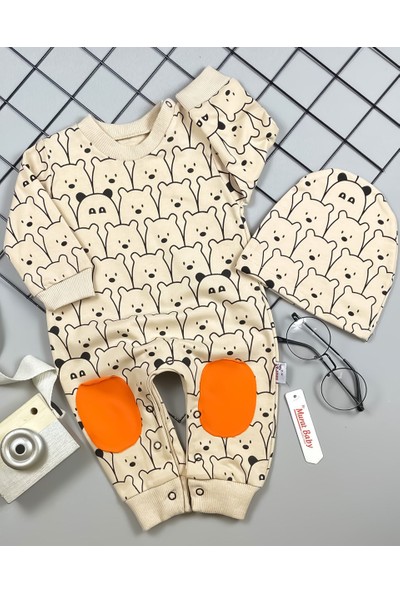 Ege Kids Ayılar Baskılı Erkek-Kız Bebek Tulum