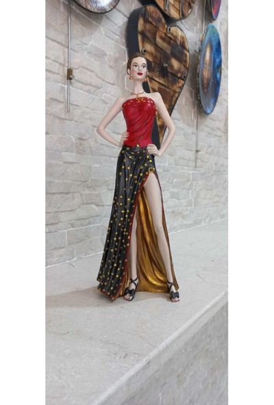 Ekinoks Art Dekolteli Kız Polyester Obje- Kırmızı ve Siyah Ekinoks Art Dekolteli Kız Polyester Obje- Kırmızı ve Siyah