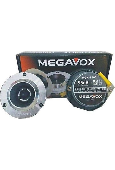 Megavox MGX-T400 300 W Bullet Horn Dome Tweeter 2 Adet Amfi Uyumlu Hoparlör 10 cm Megavox MGX-T400 300 W Bullet Horn Dome Tweeter 2 Adet Amfi Uyumlu Hoparlör 10 cm