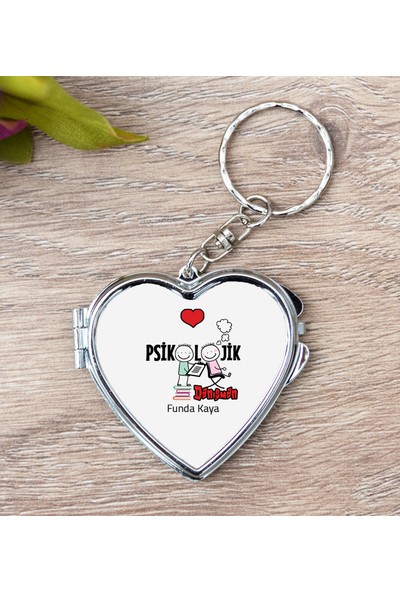Hediye Dükkanı Kişiye Özel Psikolojik Danışman Kalp Makyaj Aynası ve Anahtarlık Hediye Dükkanı Kişiye Özel Psikolojik Danışman Kalp Makyaj Aynası ve Anahtarlık