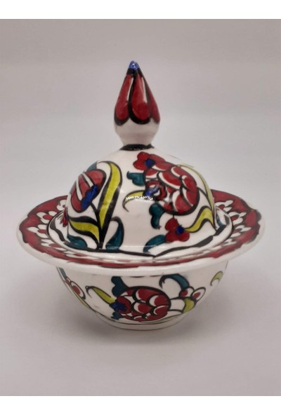 Hediyelikci Seramik Samur Desen Şekerlik - Kırmızı Hediyelikci Seramik Samur Desen Şekerlik - Kırmızı