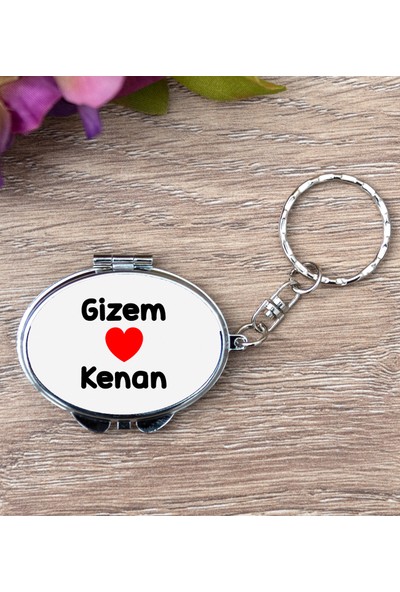 Hediye Dükkanı Kişiye Özel Sevgililere Özel Isim Yazılı Oval Makyaj Aynası ve Anahtarlık Hediye Dükkanı Kişiye Özel Sevgililere Özel Isim Yazılı Oval Makyaj Aynası ve Anahtarlık