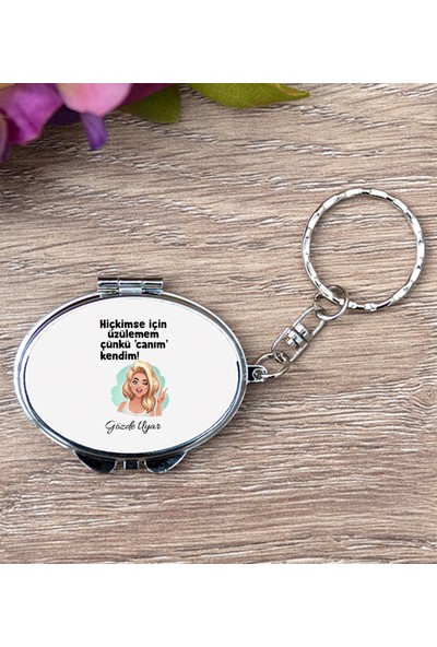 Hediye Dükkanı Kişiye Özel Canım Kendim Oval Makyaj Aynası ve Anahtarlık Hediye Dükkanı Kişiye Özel Canım Kendim Oval Makyaj Aynası ve Anahtarlık