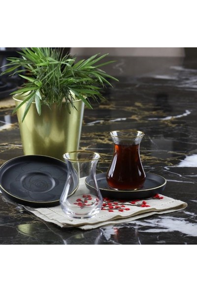Glore Istanbul Black Rose Çay Seti 2'li