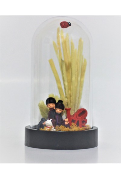 Eba Çiçek 10*18 Ters Fanus Love Yazılı Sevgili Teraryum Yıldönümü-Doğum Günü Hediyesi