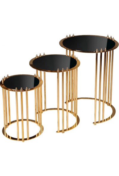 Sima Metal 3'Lü Zigon Sehpa (Gold)