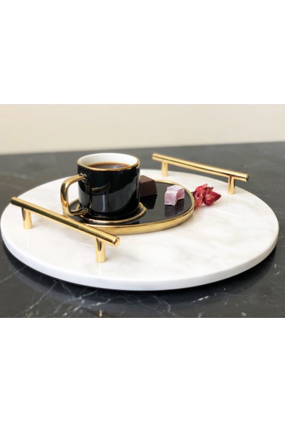 Calacatta Oliva Calacatta Mermer Yuvarlak Tepsi Gold Slim