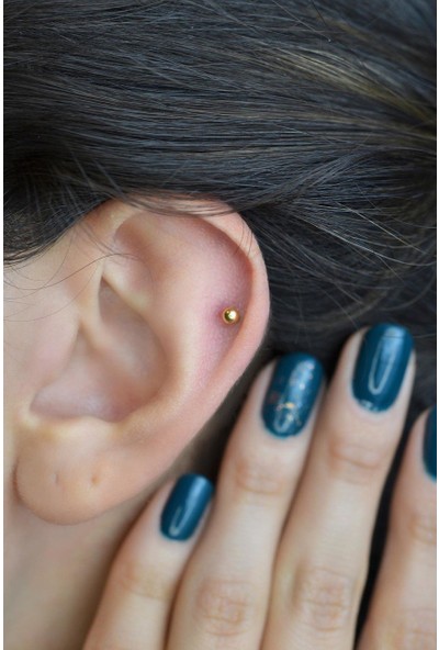 Sacce Scarves & Accessories Iki Ucu Top Çelik Piercing Helix Kıkırdak 6 mm Gold