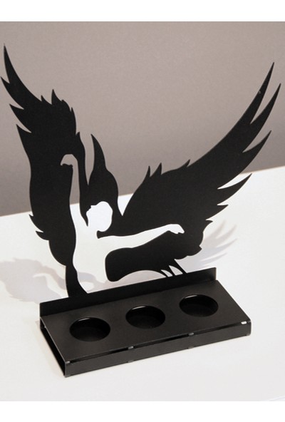 Peri 3'lü Dekoratif Metal Mumluk Şamdan