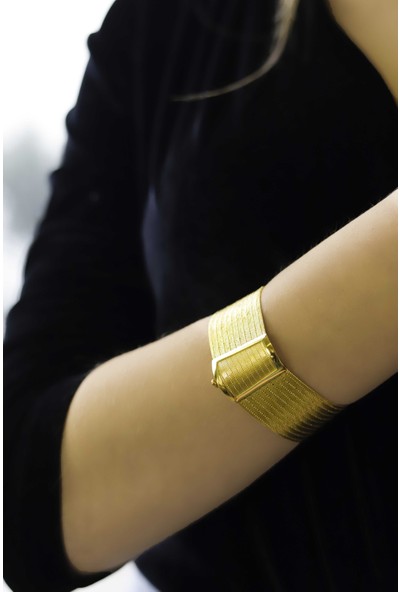 VVL 11 Sıra Klasik Toka Altın Kaplama Gümüş El Yapımı Trabzon Hasırı Bilezik