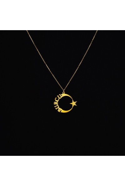 HMC Gold Isimli Ay Yıldız Kolye 925 Ayar Gümüş